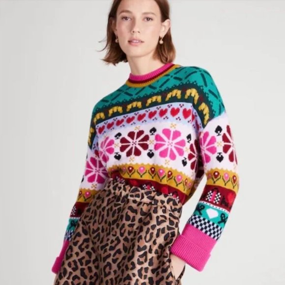 kate spade | Sweaters | Nwt Kate Spade Fair Isle Holiday Cheer Sweater ...